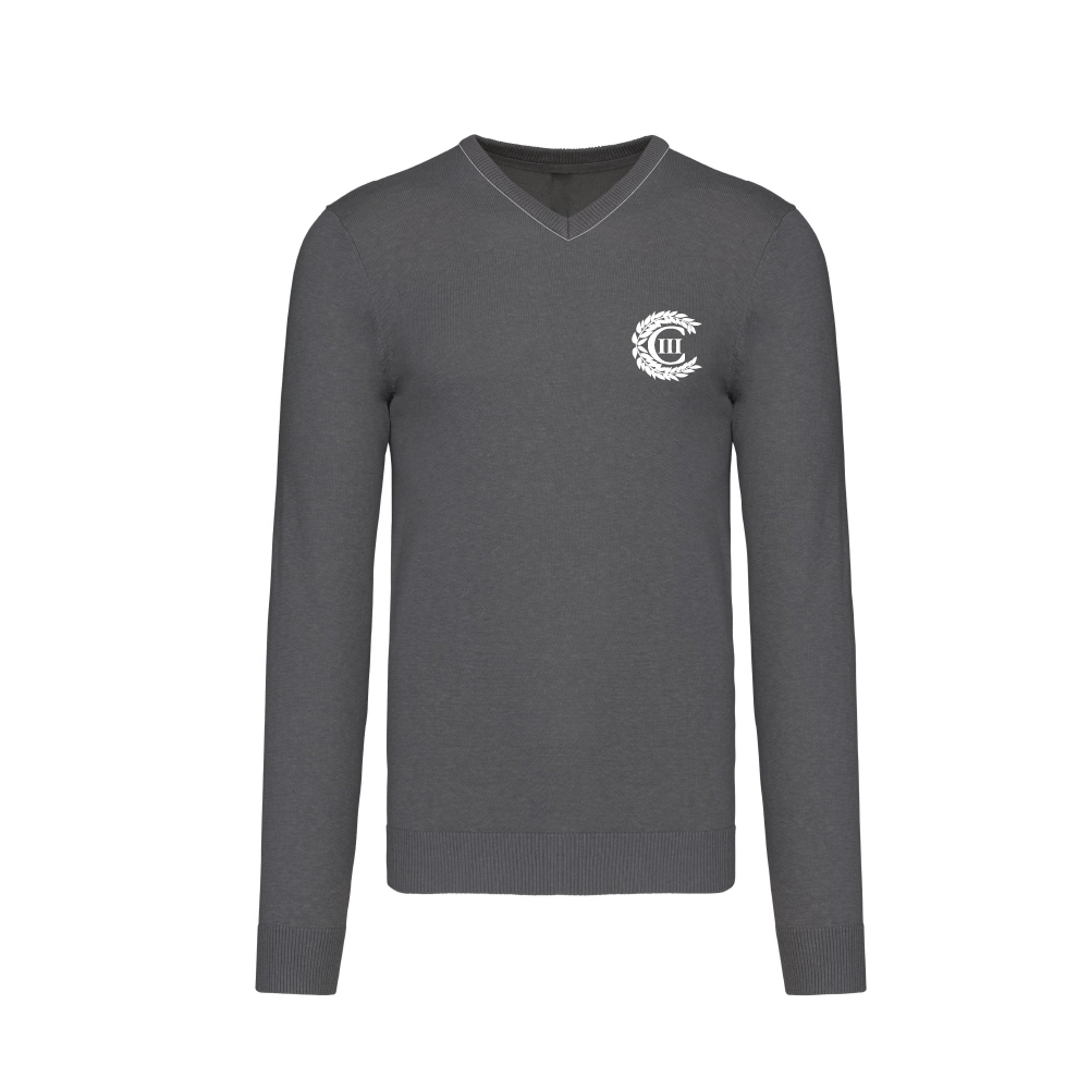 Pull col V garçon gris – CC3